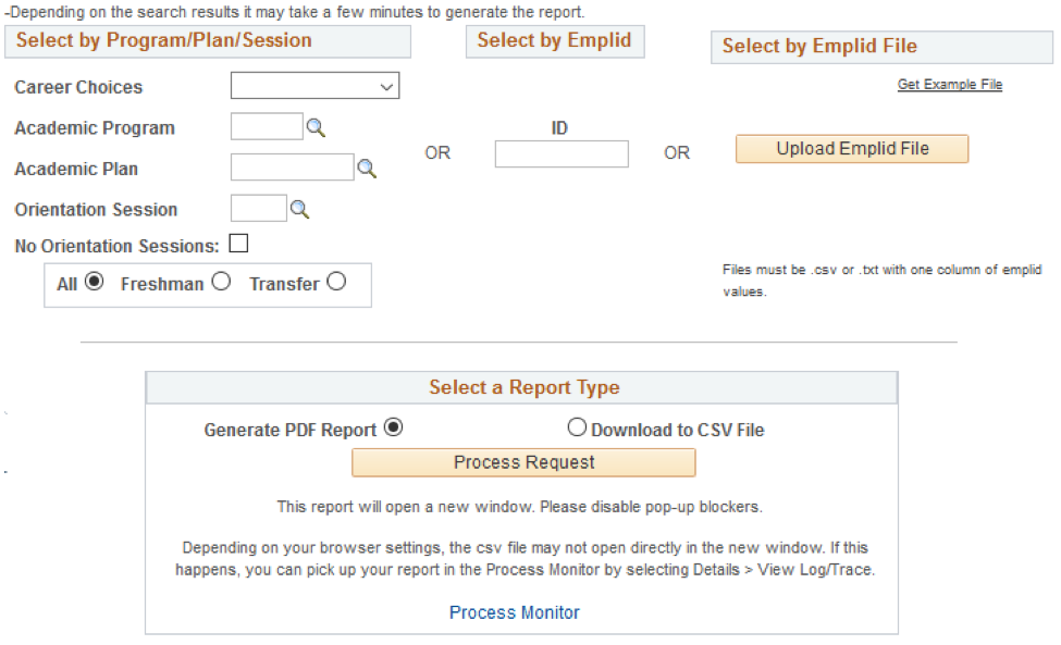 Orientation Reports | MyPack Portal User Guide | NC State University